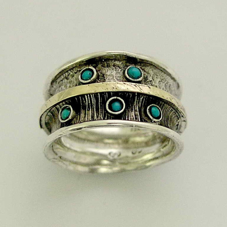 Silver gold ring Mixed metal band Sterling silver band | Etsy