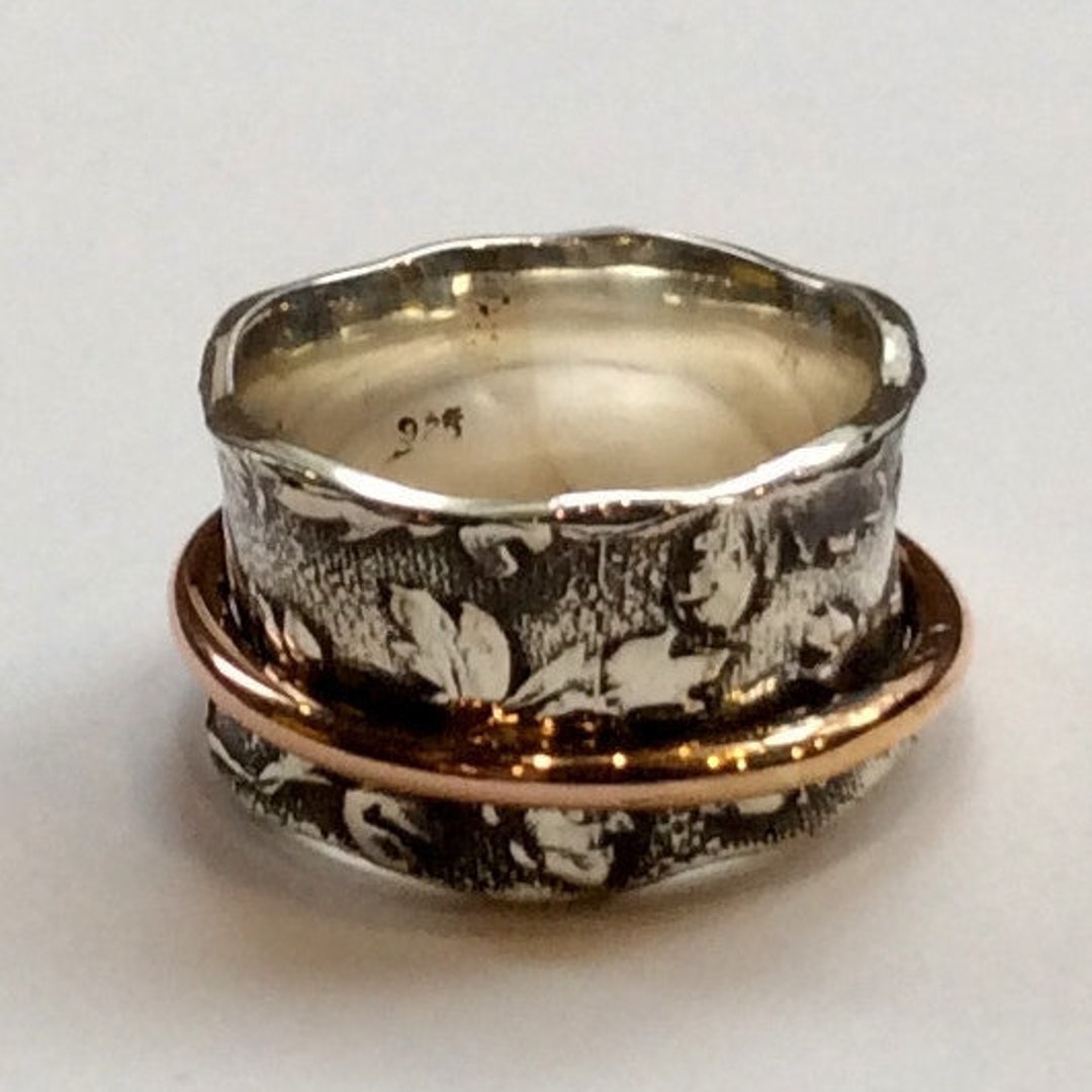 Botanical Ring, Leaves Ring, Wedding Band, Sterling Silver Band, Rose ...