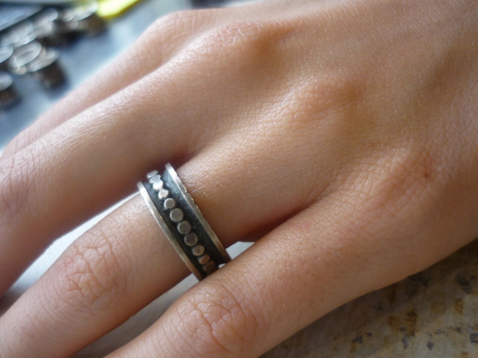 Spinner ring Two Tones band Spinner Band silver gold ring | Etsy