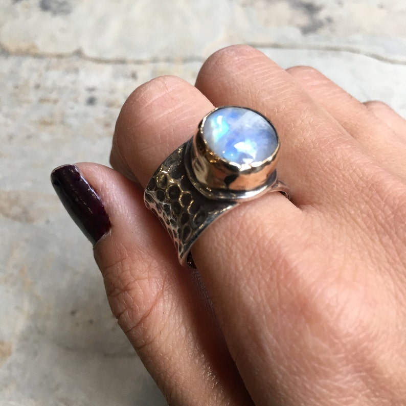 Moonstone Ring Silver Gold Ring Rustic Ring Gemstone Ring - Etsy