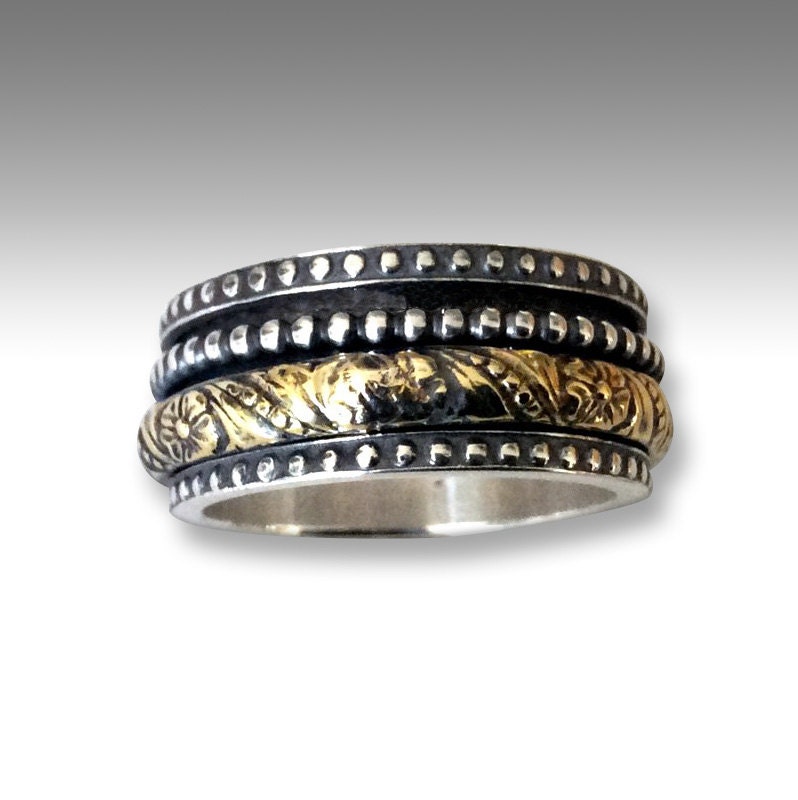 Spinner ring women fidget ring Sterling silver brass | Etsy