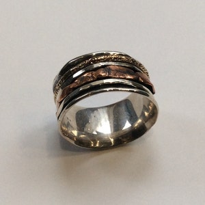 Meditation Ring, Silver Copper Gold Band, Unisex Ring, Stacking Spinner ...