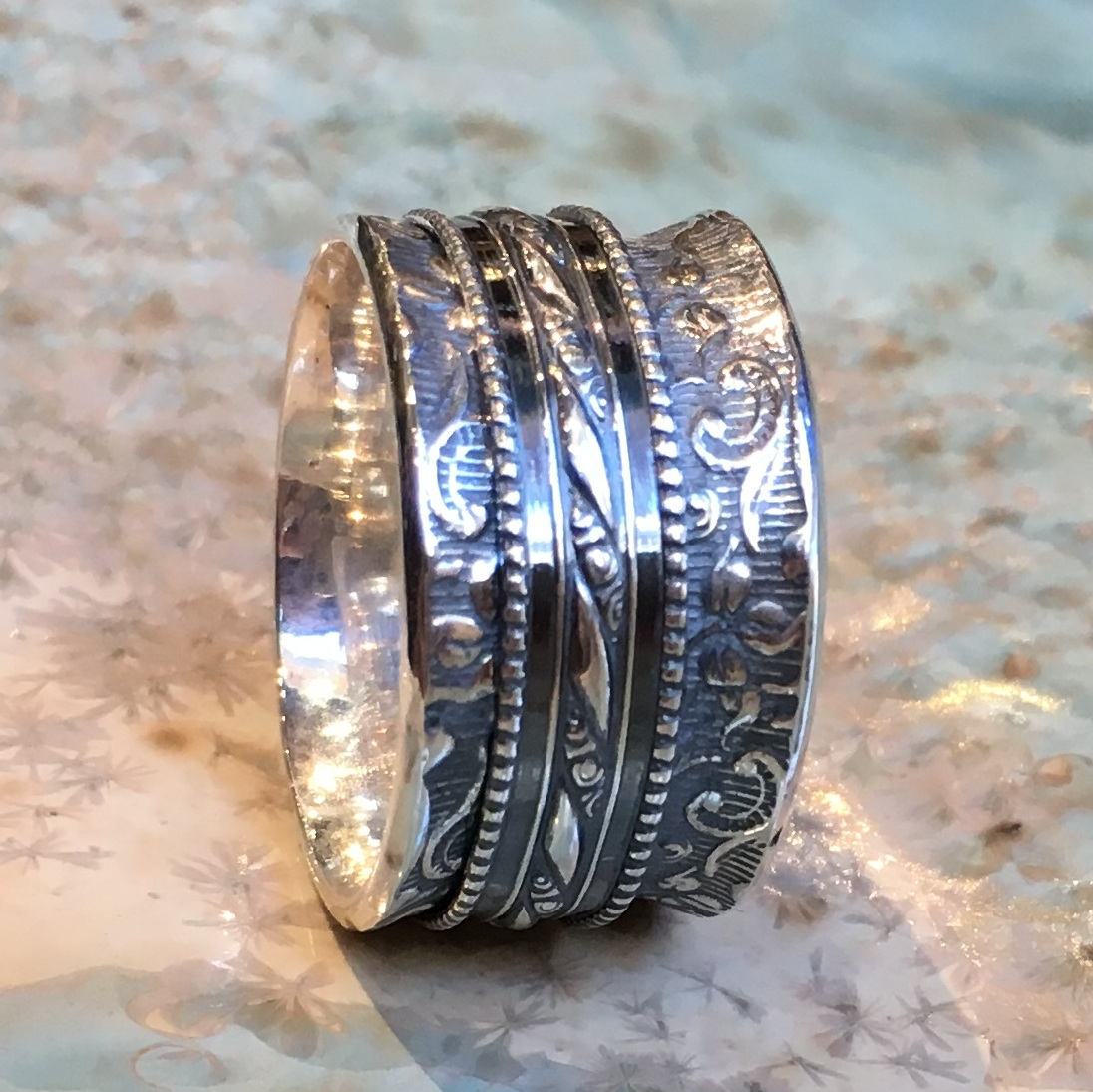 Spinner ring Silver wedding ring wedding band boho silver | Etsy