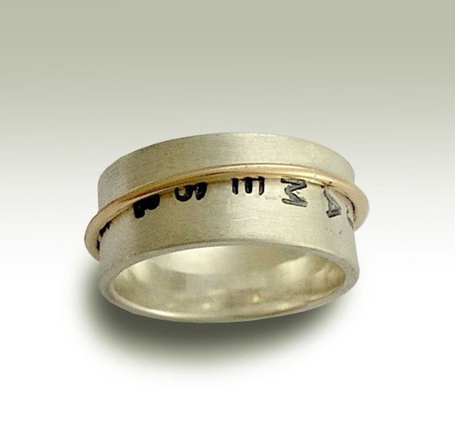Personalized Ring, Simple Band, Silver Wedding Ring, Hand Stamp Band ...