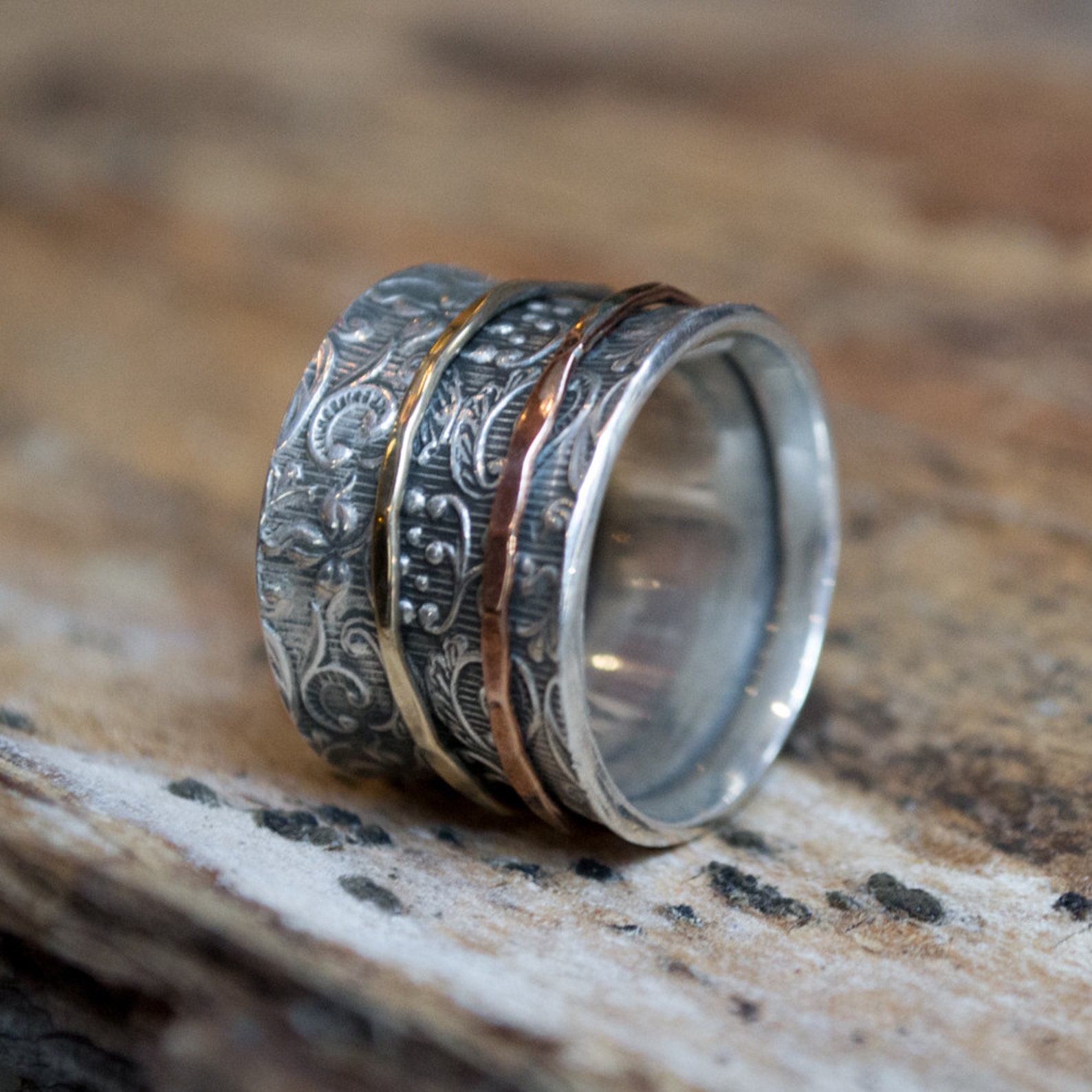 Silver Wedding Band Spinning Ring Wide Silver Band Gypsy - Etsy