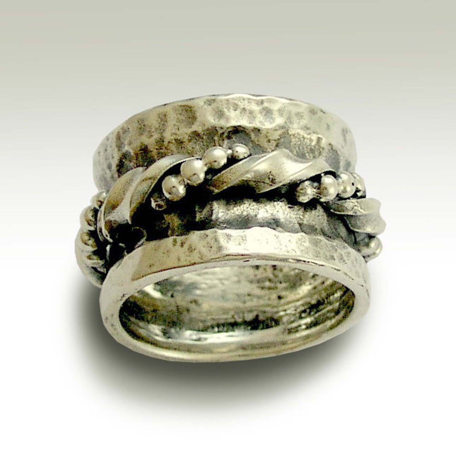 Boho ring wide mens ring thumb ring Silver Spinner ring | Etsy