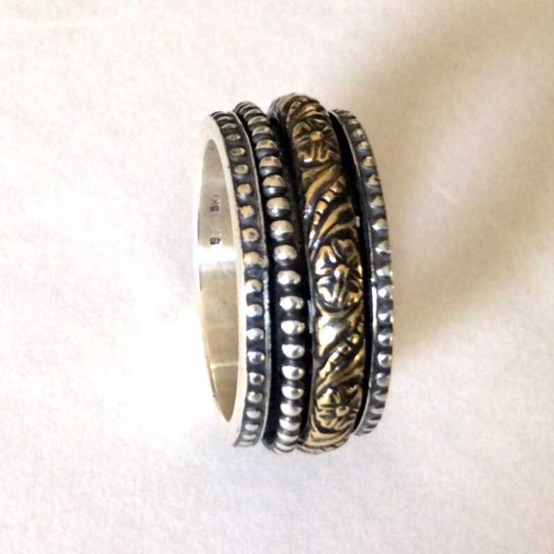 Spinner ring women fidget ring Sterling silver brass | Etsy