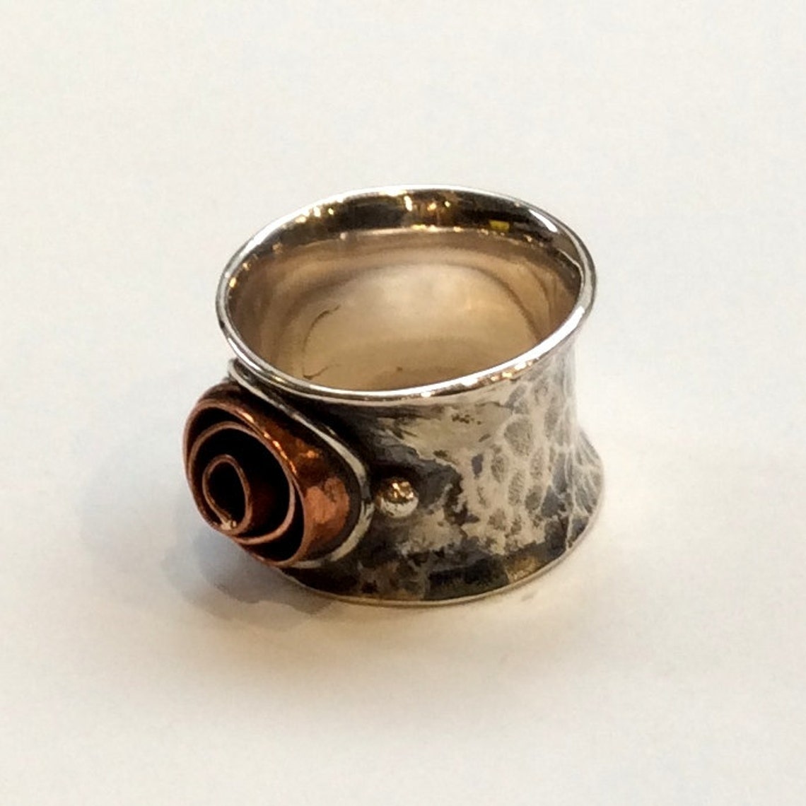 Silver Copper Ring Rustic Ring Wide Unisex Ring Two Tones - Etsy