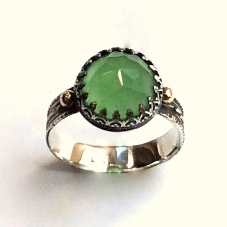 Jade Silver Ring Silver Gold Ring Boho Jewellery Gemstone - Etsy