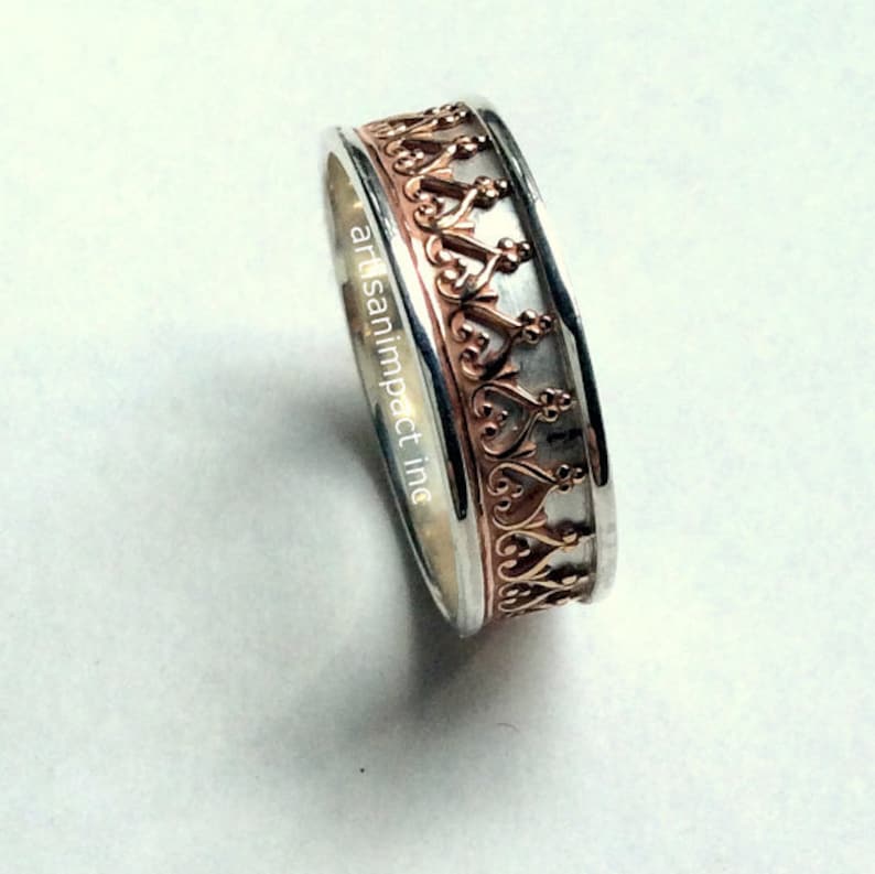 Wedding Band, Gold Crown Ring, Stacking Ring, Simple Ring, Delicate ...