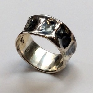 Silver Rustic Band, Unisex Wedding Band, Rocker Biker Ring, Wedding ...