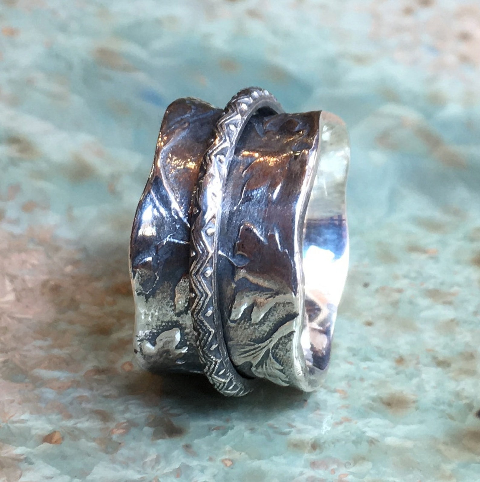 Botanical Ring, Leaves Ring, Wedding Band, Sterling Silver Band ...
