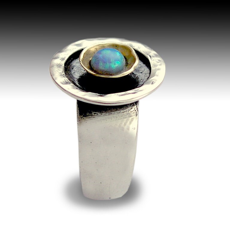 Gemstone Ring, Oxidized Silver Ring, Sterling Silver Ring, Yellow Gold ...