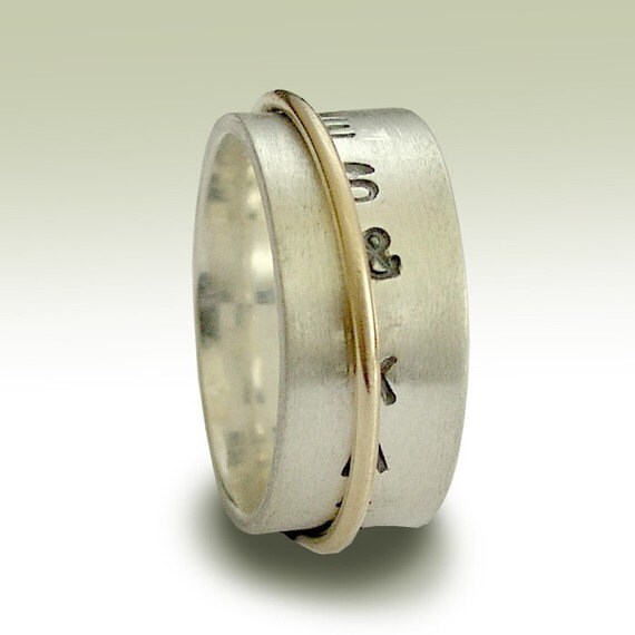 Personalized Ring, Simple Band, Silver Wedding Ring, Hand Stamp Band ...