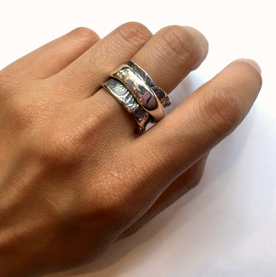 Rustic Mans Band, Chunky Ring, Unique Wedding Ring, Silver Band ...