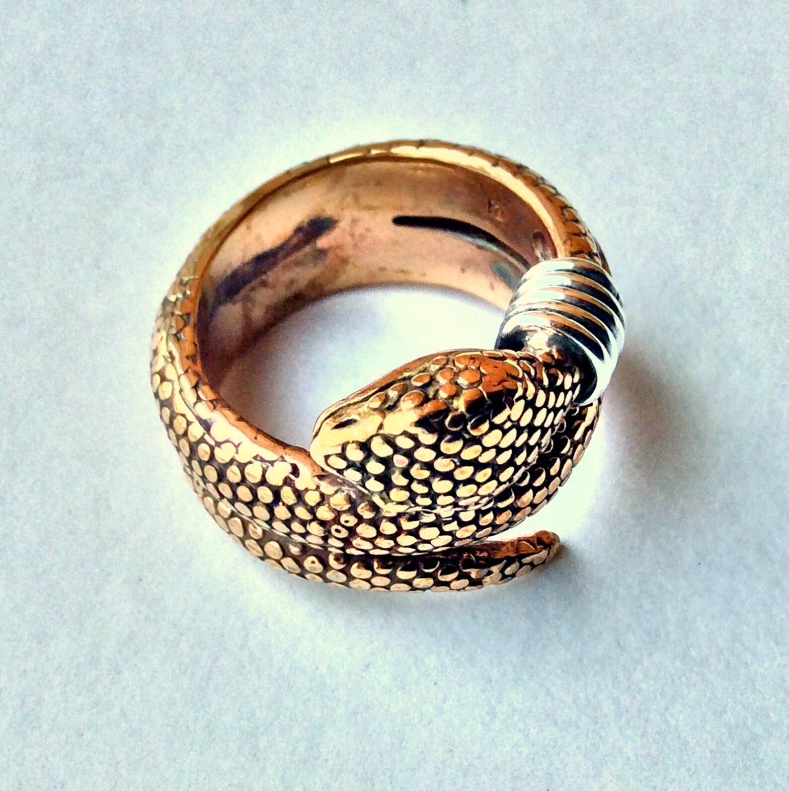 Coiled Snake Ring Snake Band Bronze Snake Ring Long Snake - Etsy