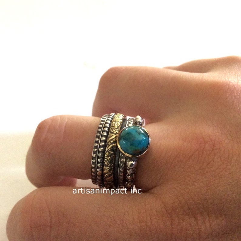 Spinner ring women fidget ring Sterling silver brass | Etsy