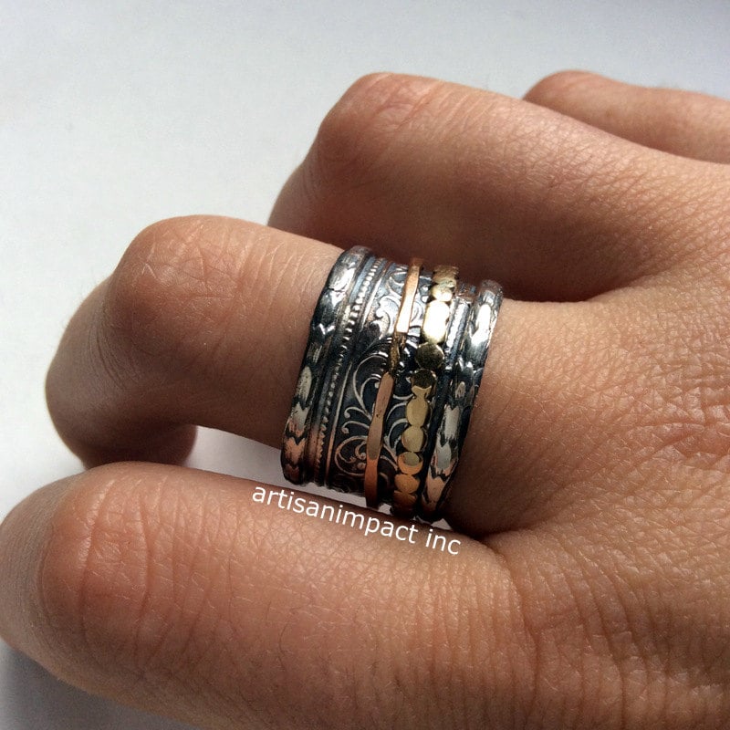 Silver Gold ring spinning Ring gypsy Ring Woodland Ring | Etsy