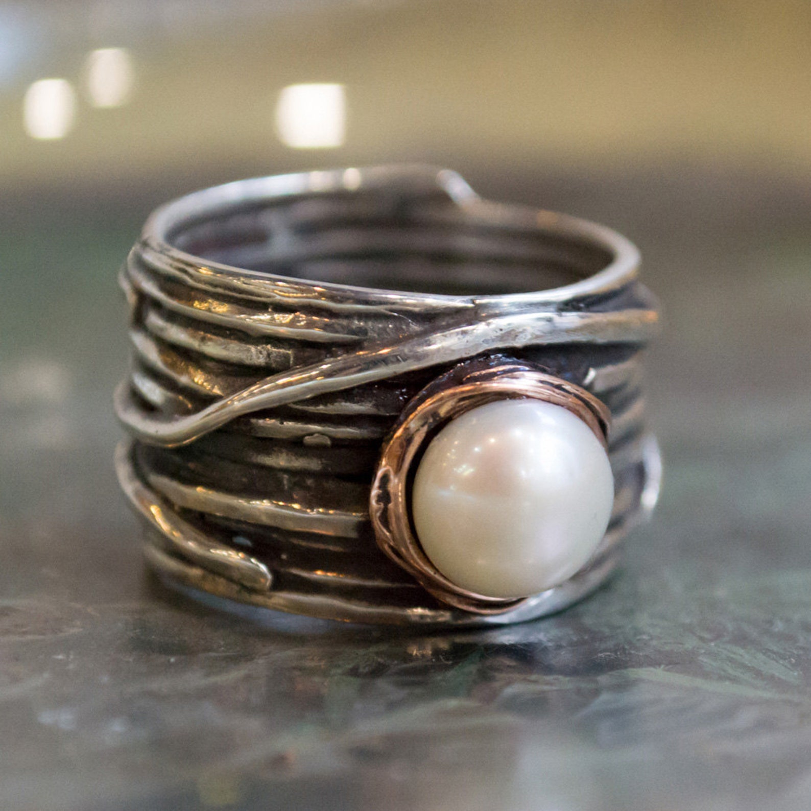 Brass Ring Wide Band Wire Wrap Ring Gold Ring Unisex Band - Etsy