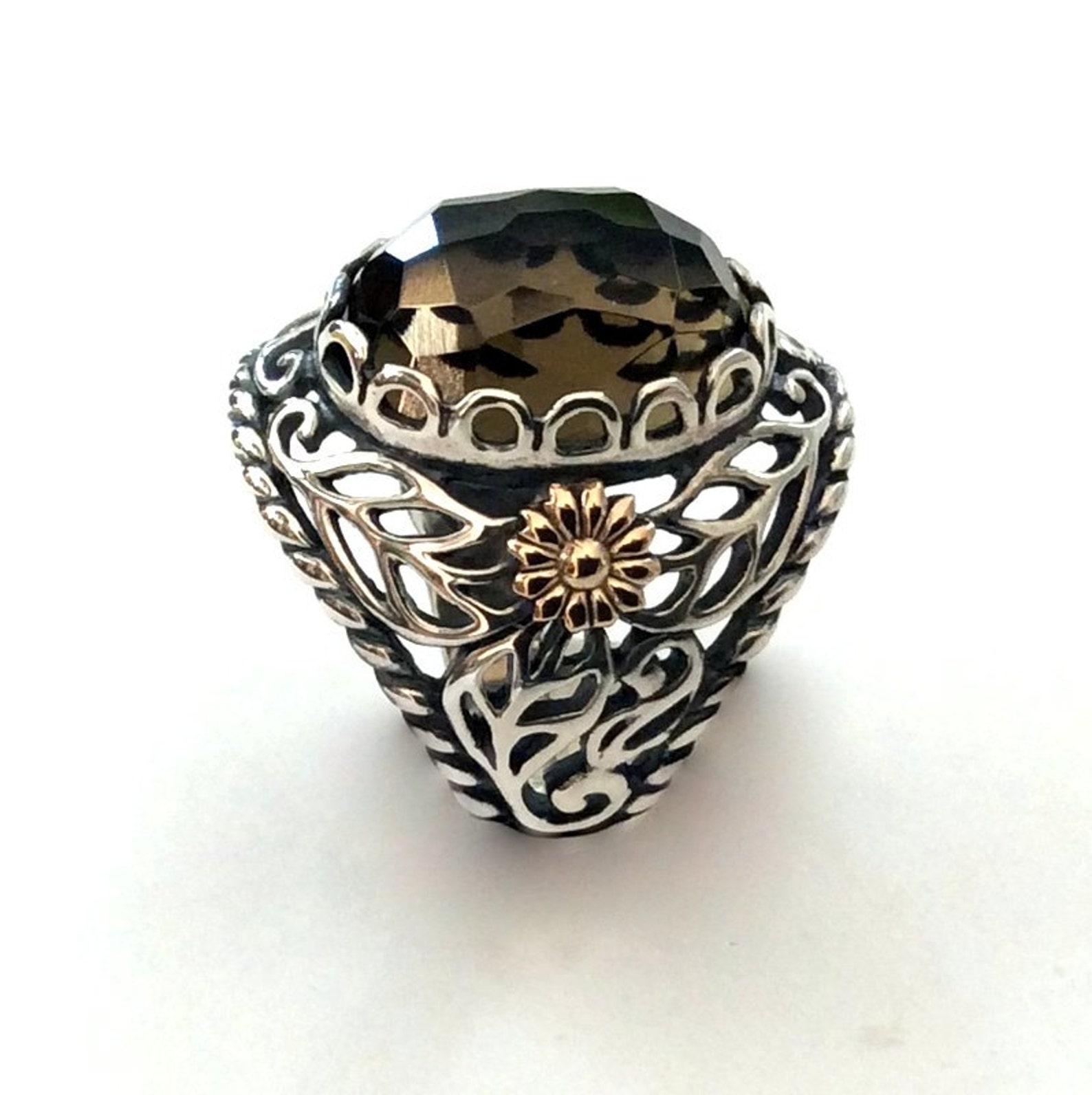 Sterling Silver Ring, Engagement Ring, Smoky Quartz Stone Ring, High ...