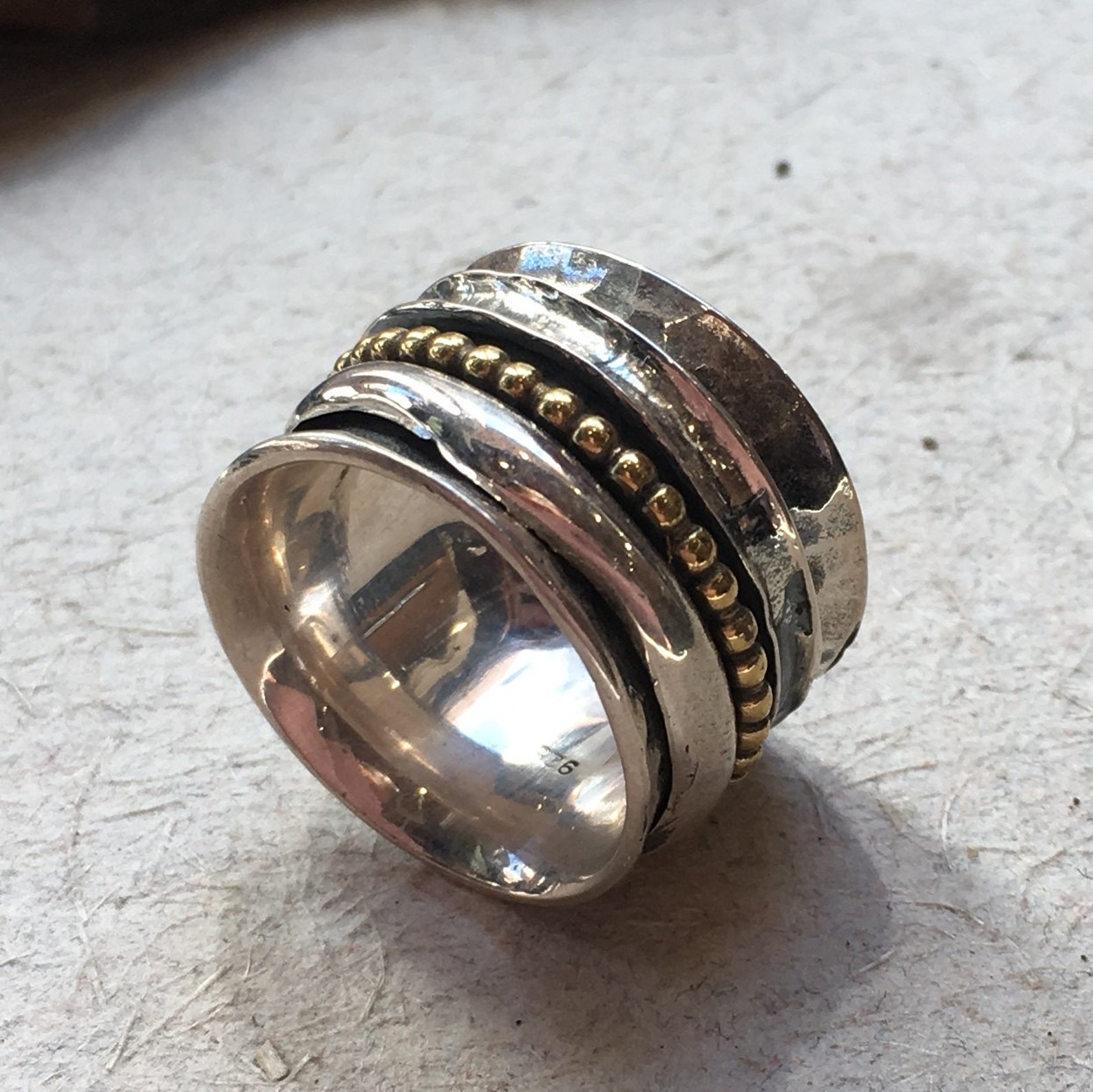 Spinner Ring Sterling Silver Brass Band Stacking Band | Etsy