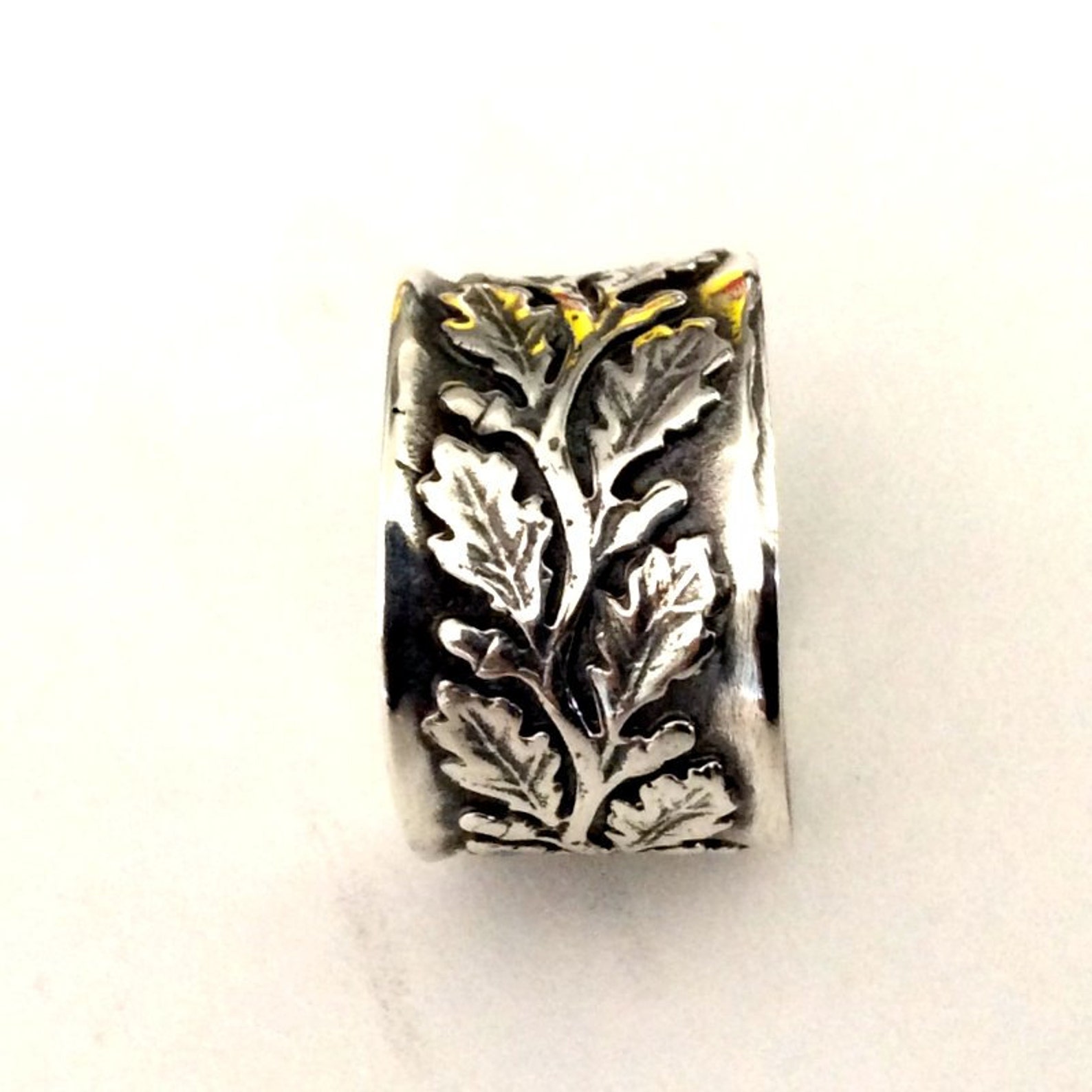 Leaf Ring, Wide Ring, Silver Band, Sterling Silver, Oxidised Ring ...