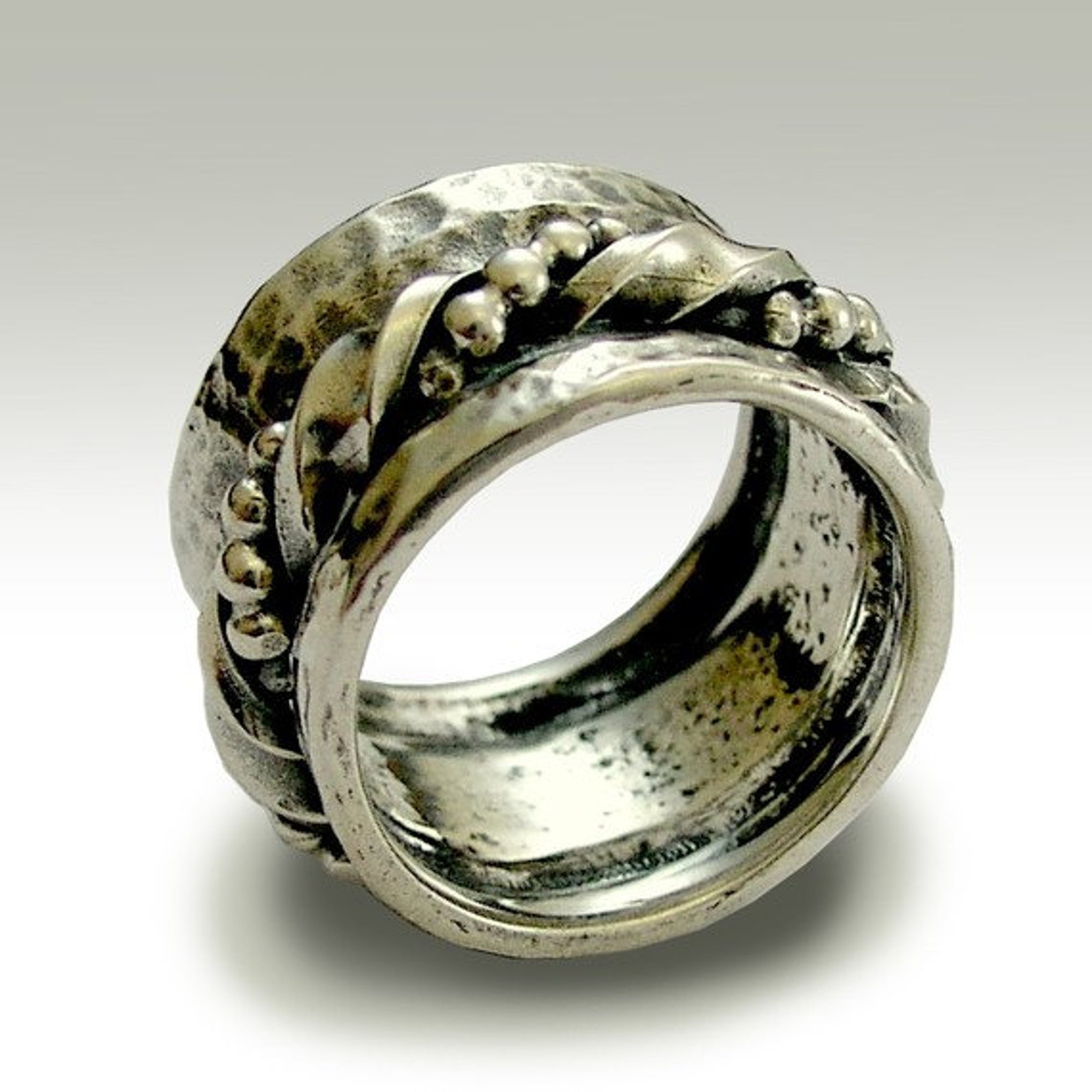 Boho Ring Wide Mens Ring Thumb Ring Silver Spinner Ring - Etsy