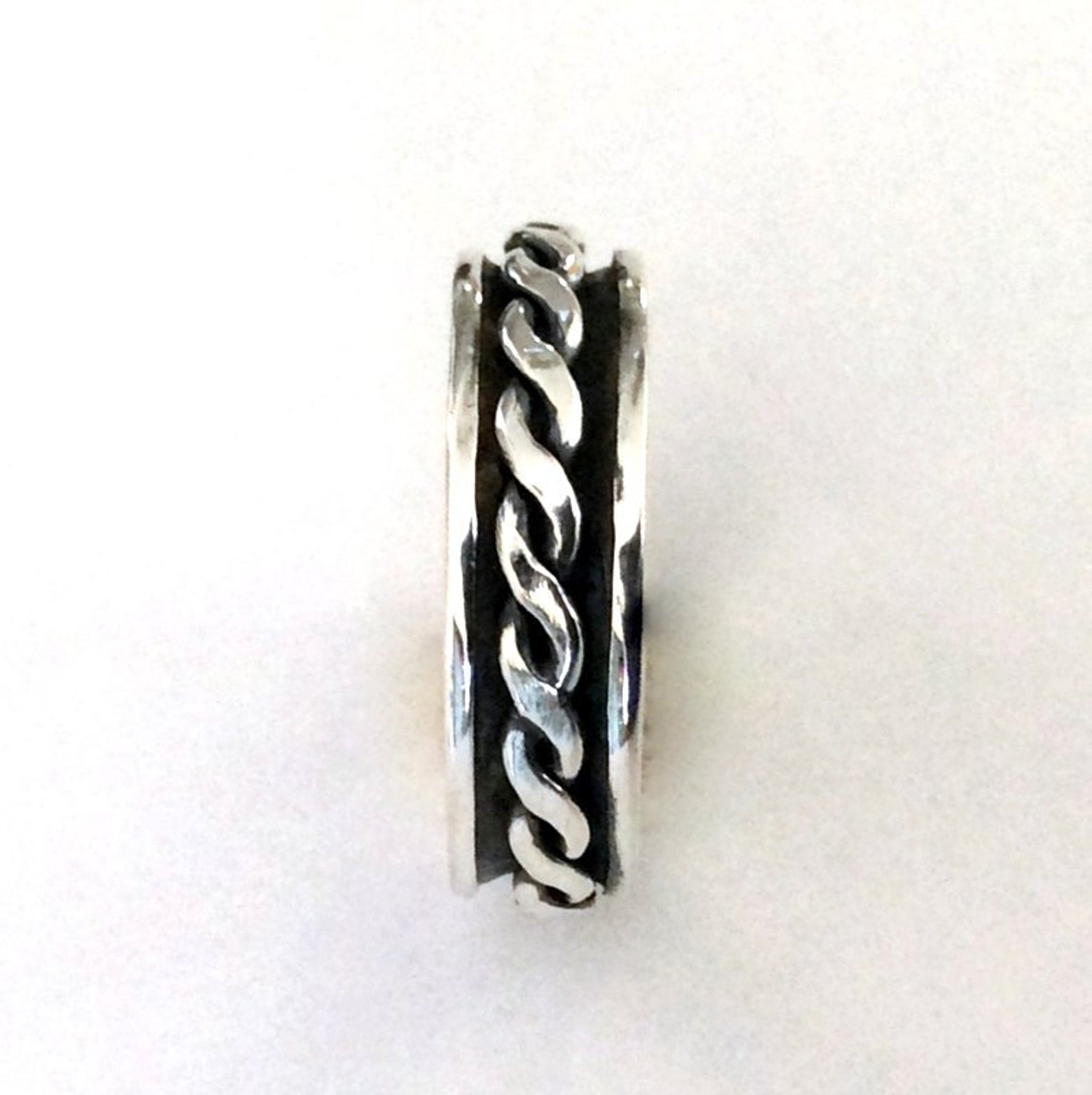 Narrow Wedding Band Silver Spinner Ring Unisex Ring - Etsy