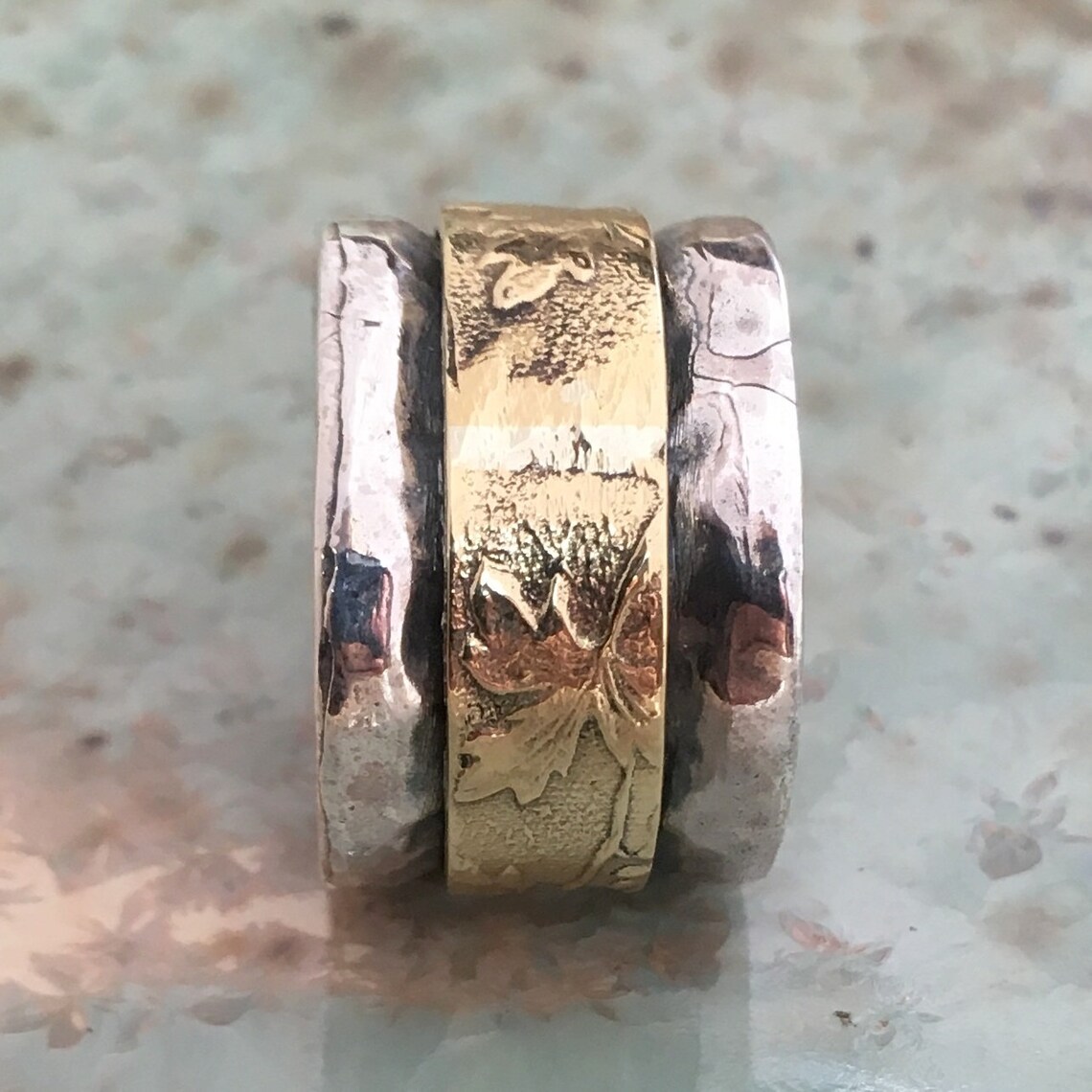 Silver Brass Spinner Ring Simple Ring Meditation Ring Wide - Etsy