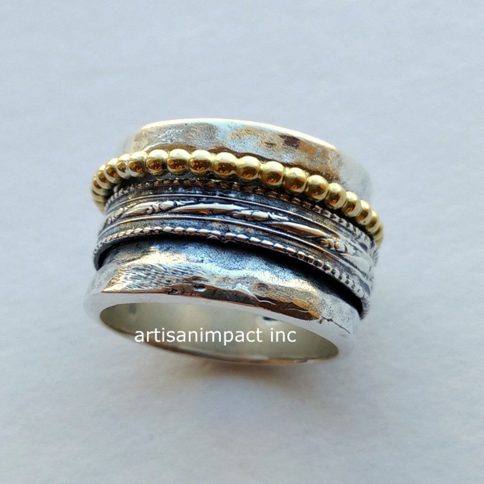 Unique Silver Ring for Men and Women Silver Gold Band - Etsy