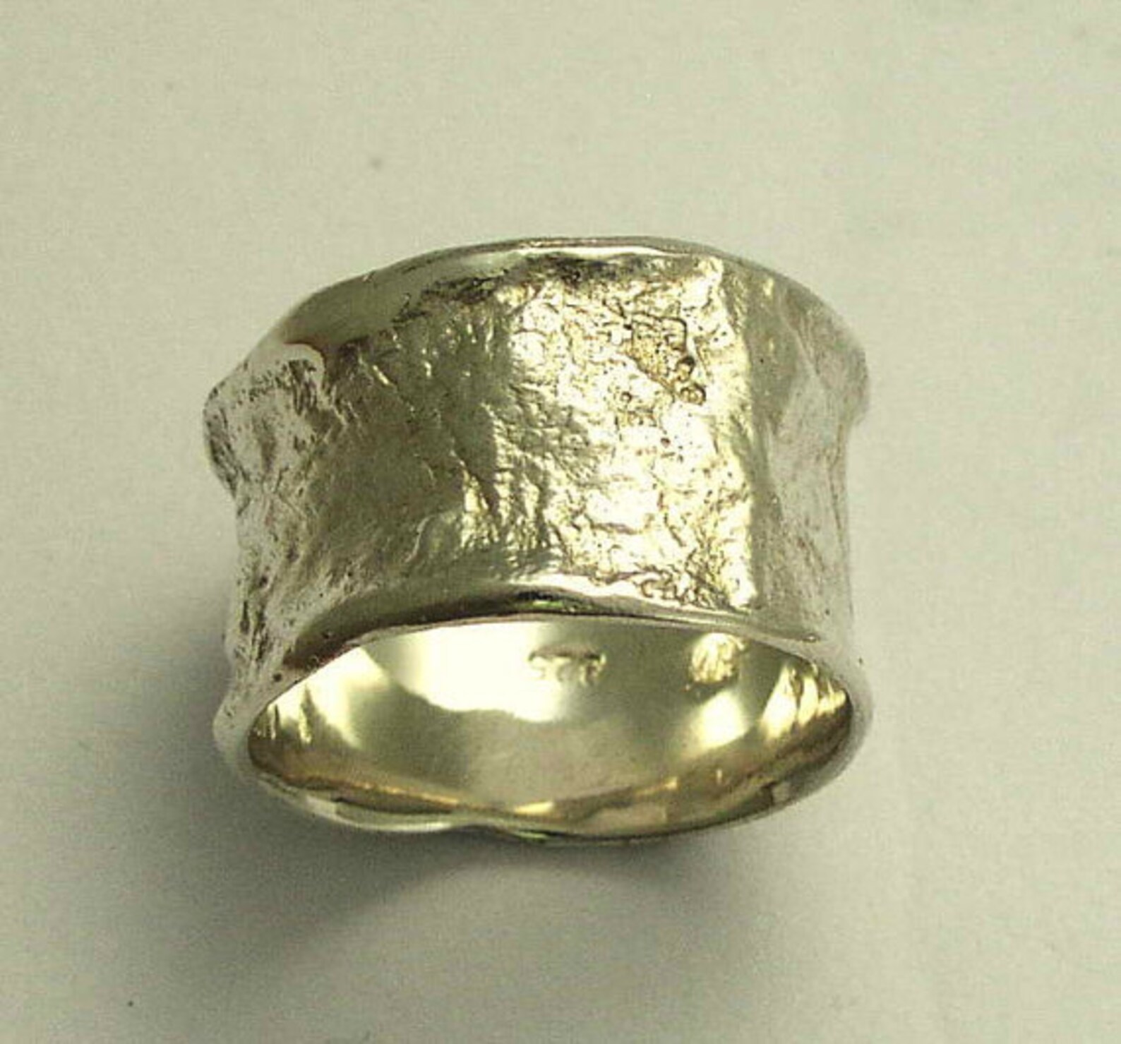 Sterling Silver Ring Wide Ring Etched Ring Unisex Band - Etsy