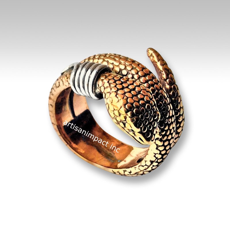 Coiled Snake Ring Snake Band Bronze Snake Ring Long Snake - Etsy