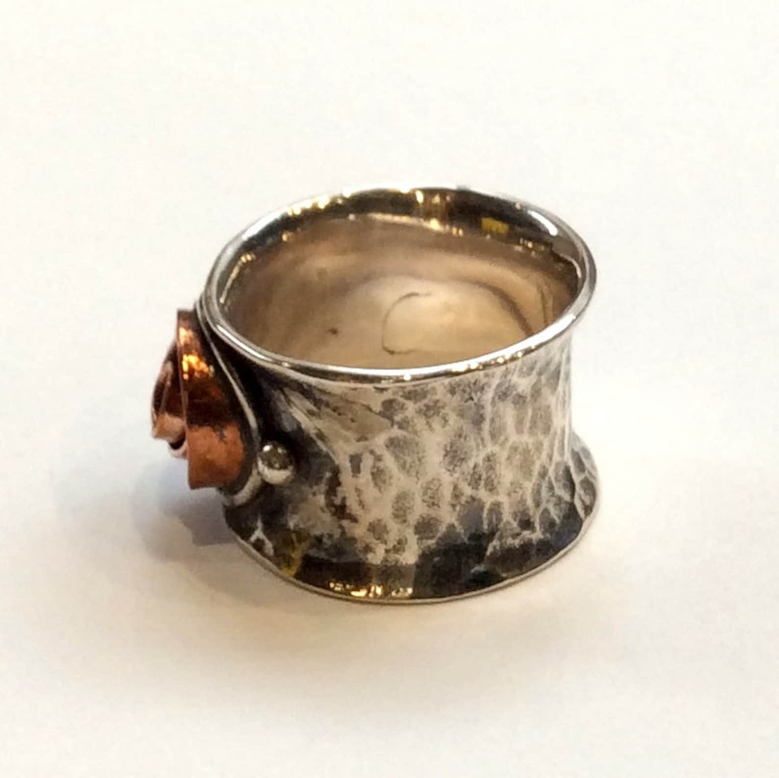 Silver Copper Ring Rustic Ring Wide Unisex Ring Two Tones - Etsy