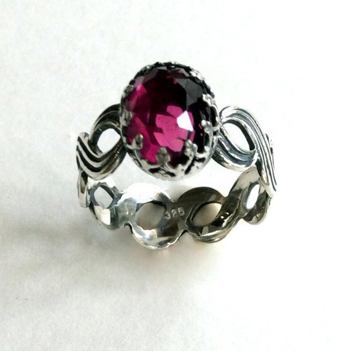 Ruby Ring, Crown Ring, Silver Ring, Pink Stone Ring, July Birthstone ...
