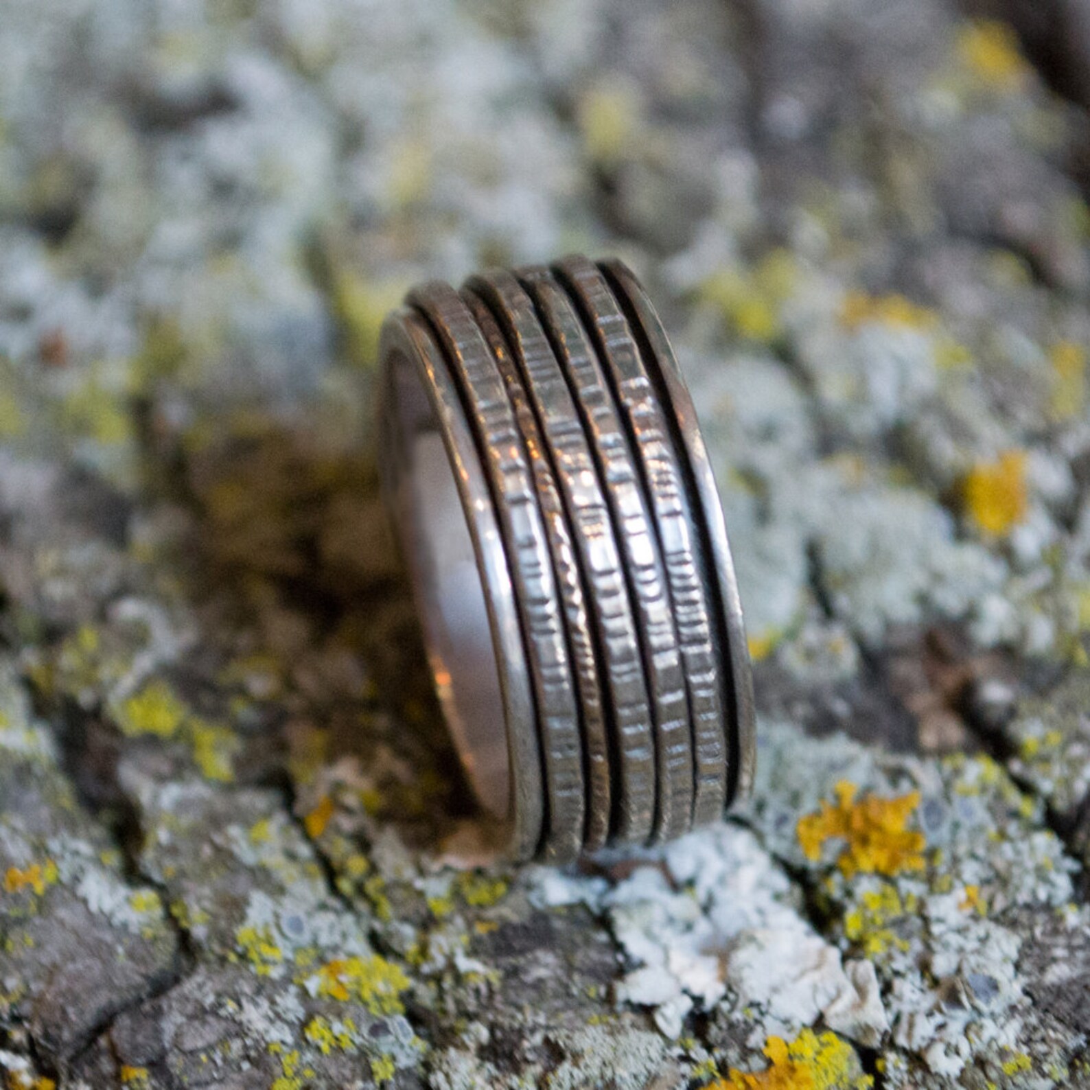 Fidget Wedding Band, Silver Ring Band, Meditation Ring, Silver Gold ...