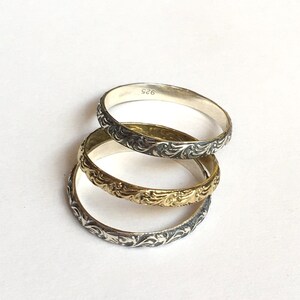 Three Bands Set, Stacking Bands Trio, Boho Bands, Thin Bands, Silver ...