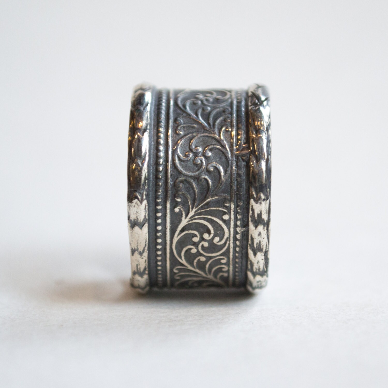 Silver Wedding Band Vine Band Unique Wedding Band Men - Etsy