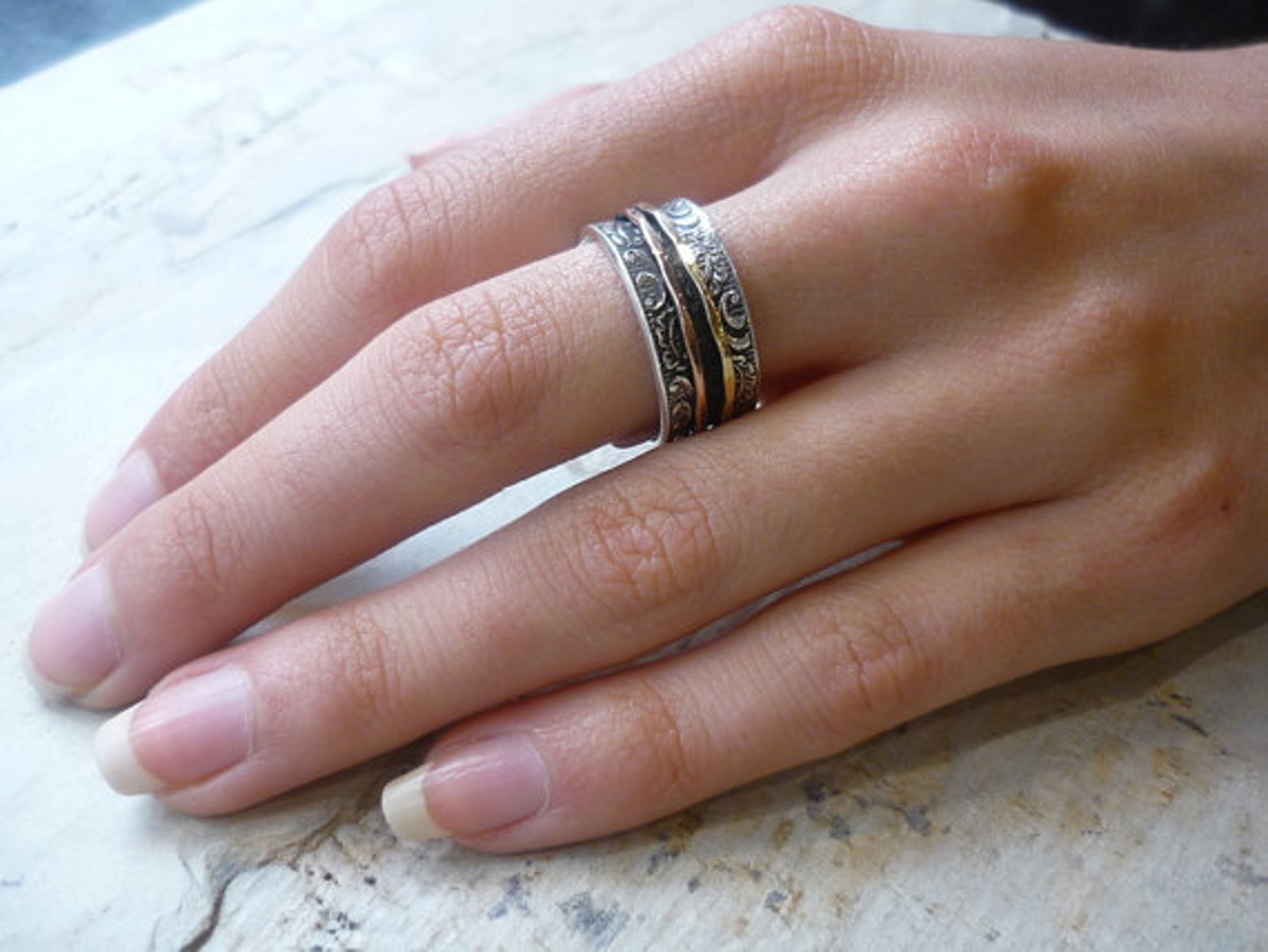 Spinner Ring, Meditation Ring, Sterling Silver Band, Filigree Ring ...