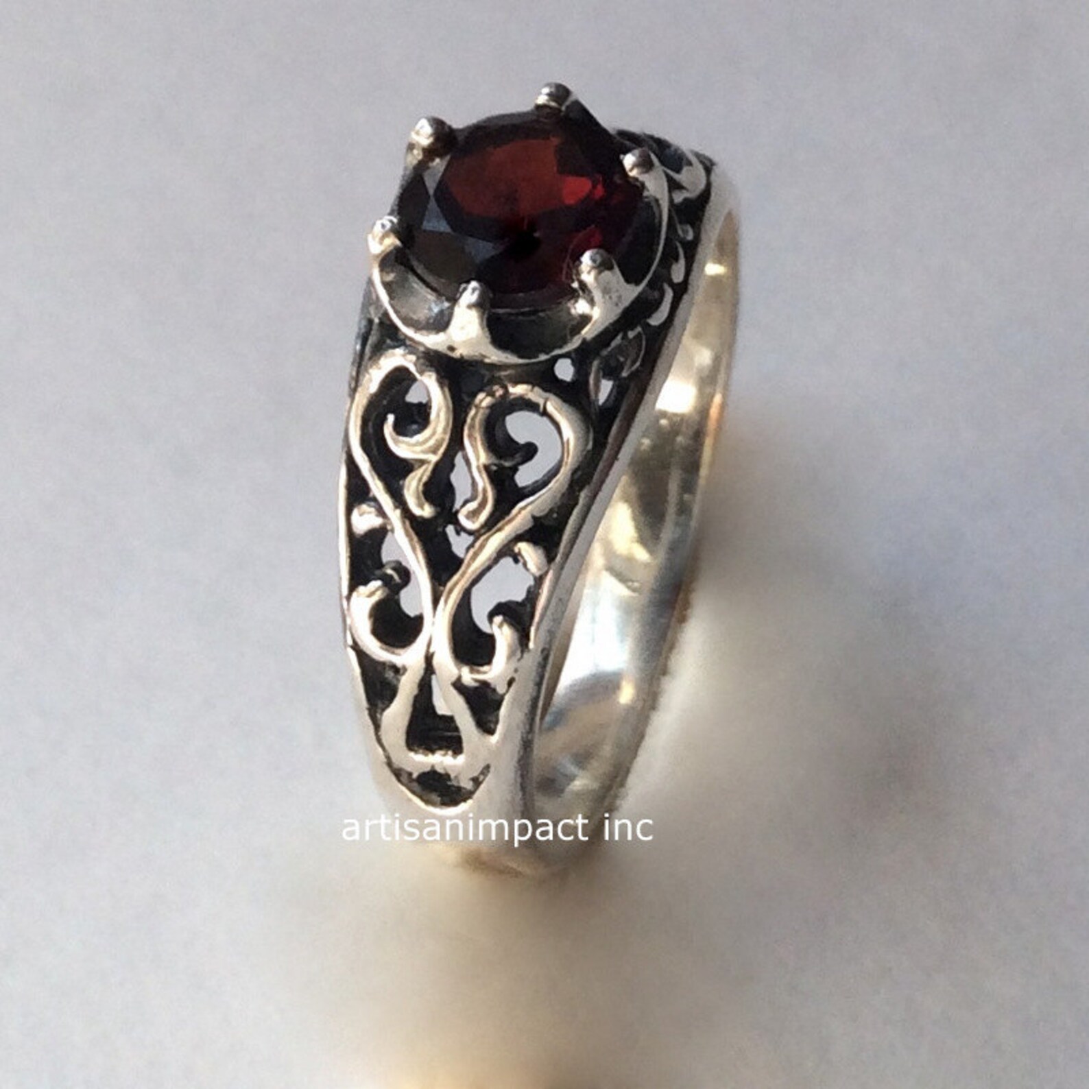 January Birthstone Ring Engagement Ring Red Garnet Ring | Etsy