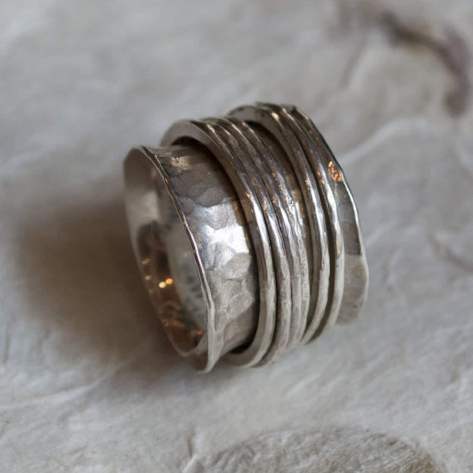 Silver Wedding Band, Wide Silver Band, Silver Spinners Ring, Unisex ...