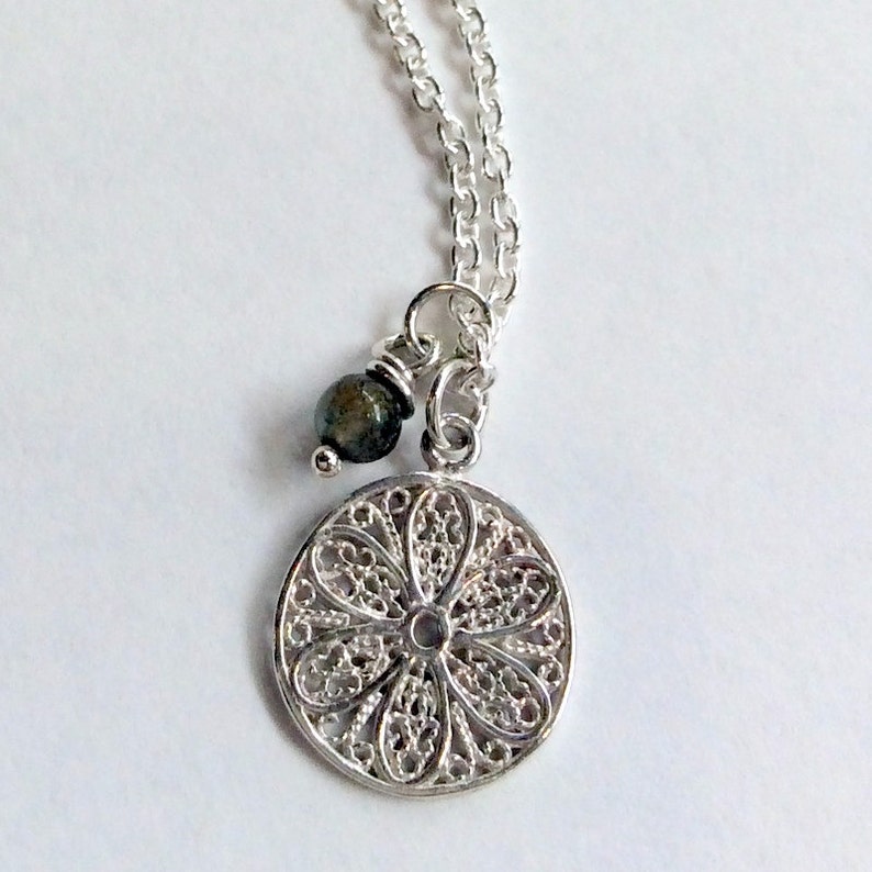 Sterling Silver Necklace Filigree Pendant Lace Necklace - Etsy