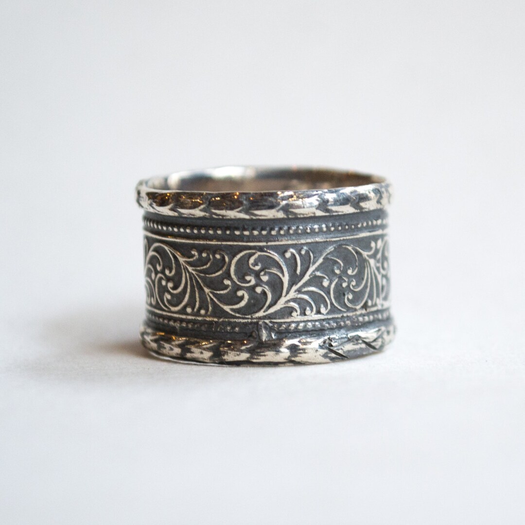 Silver Wedding Band, Vine Band, Unique Wedding Band, Men Women's Ring ...