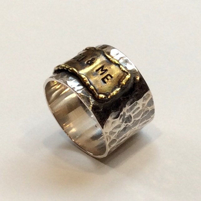 Personalised name ring wide silver band customised Silver | Etsy