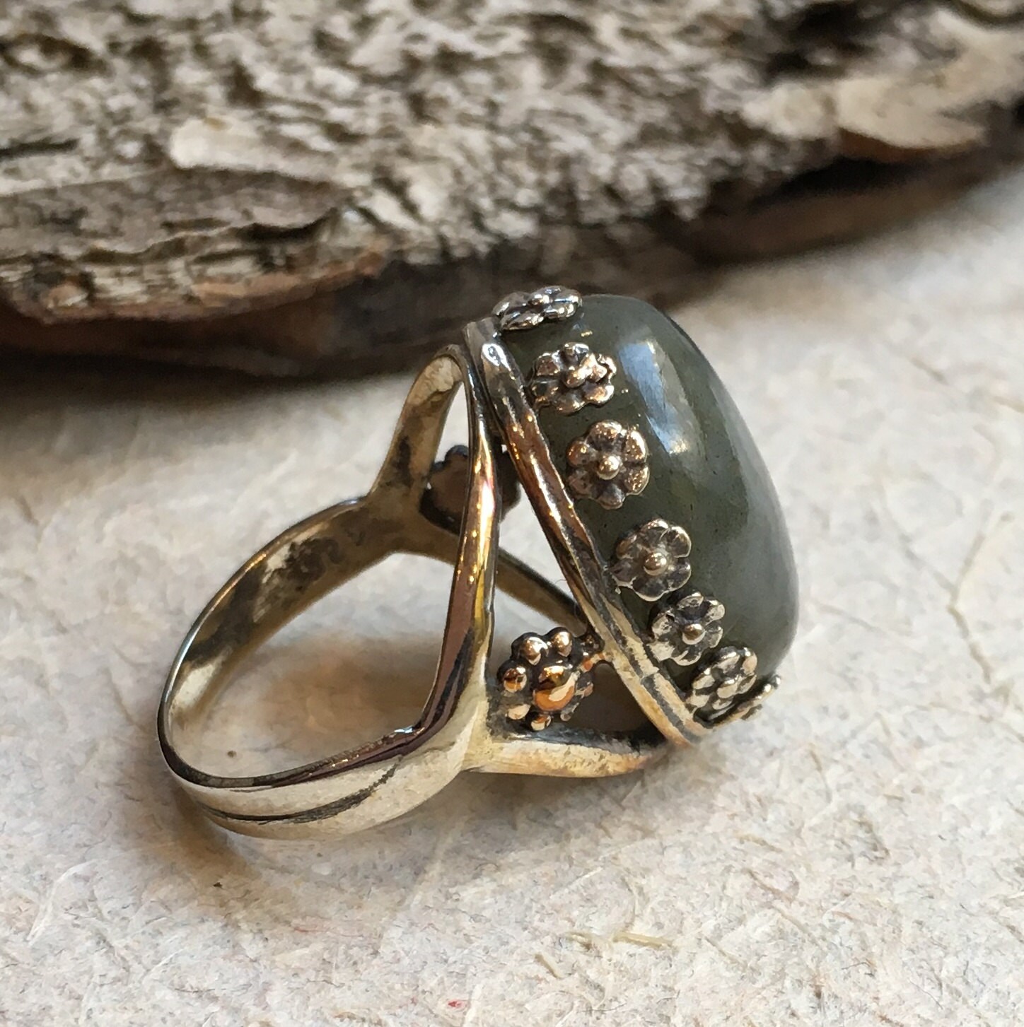 Labradorite Ring Silver Ring Gemstone ring green Stone | Etsy