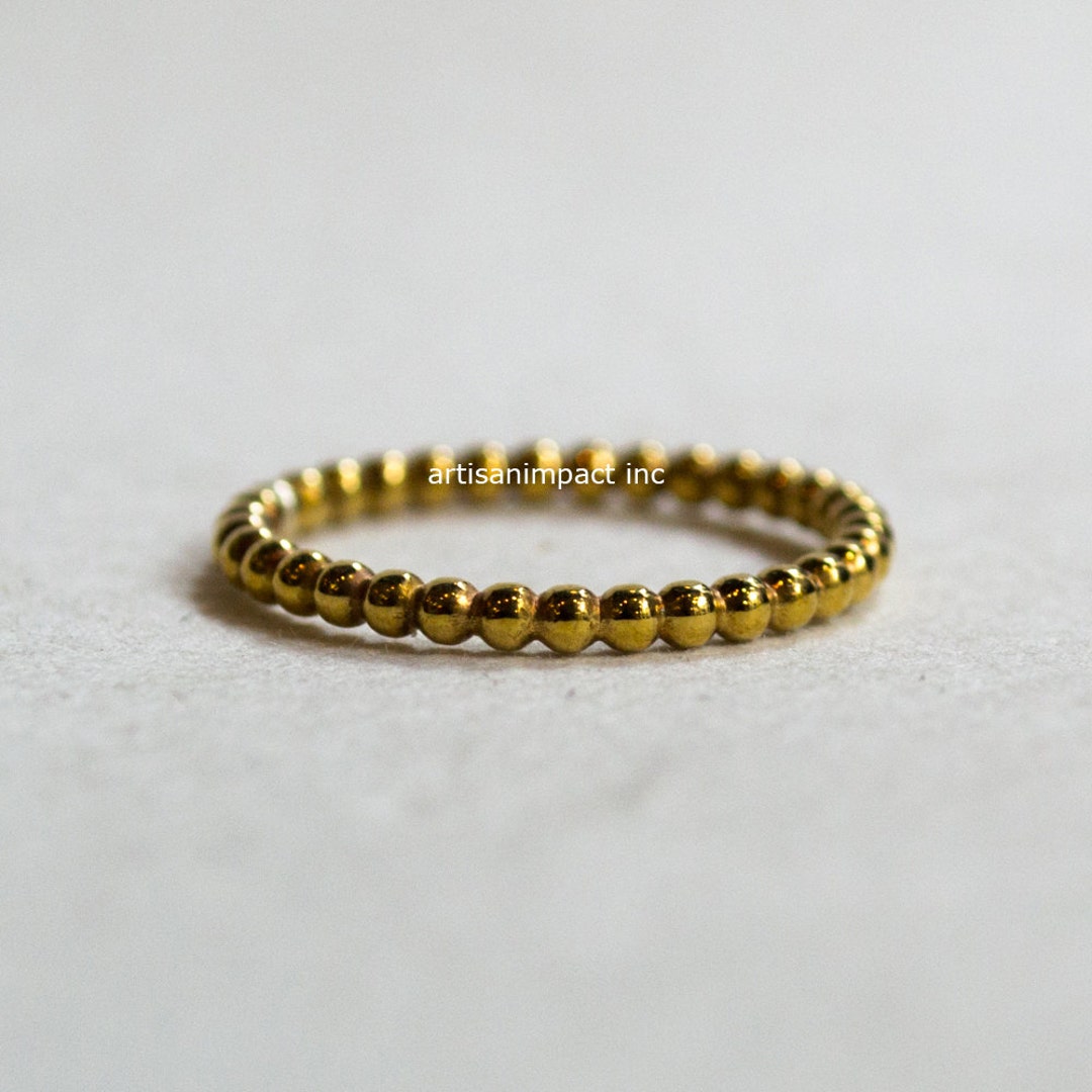 Thin Balls Ring, Simple Solid Gold Simple Ring, Yellow Gold Band, 14k ...
