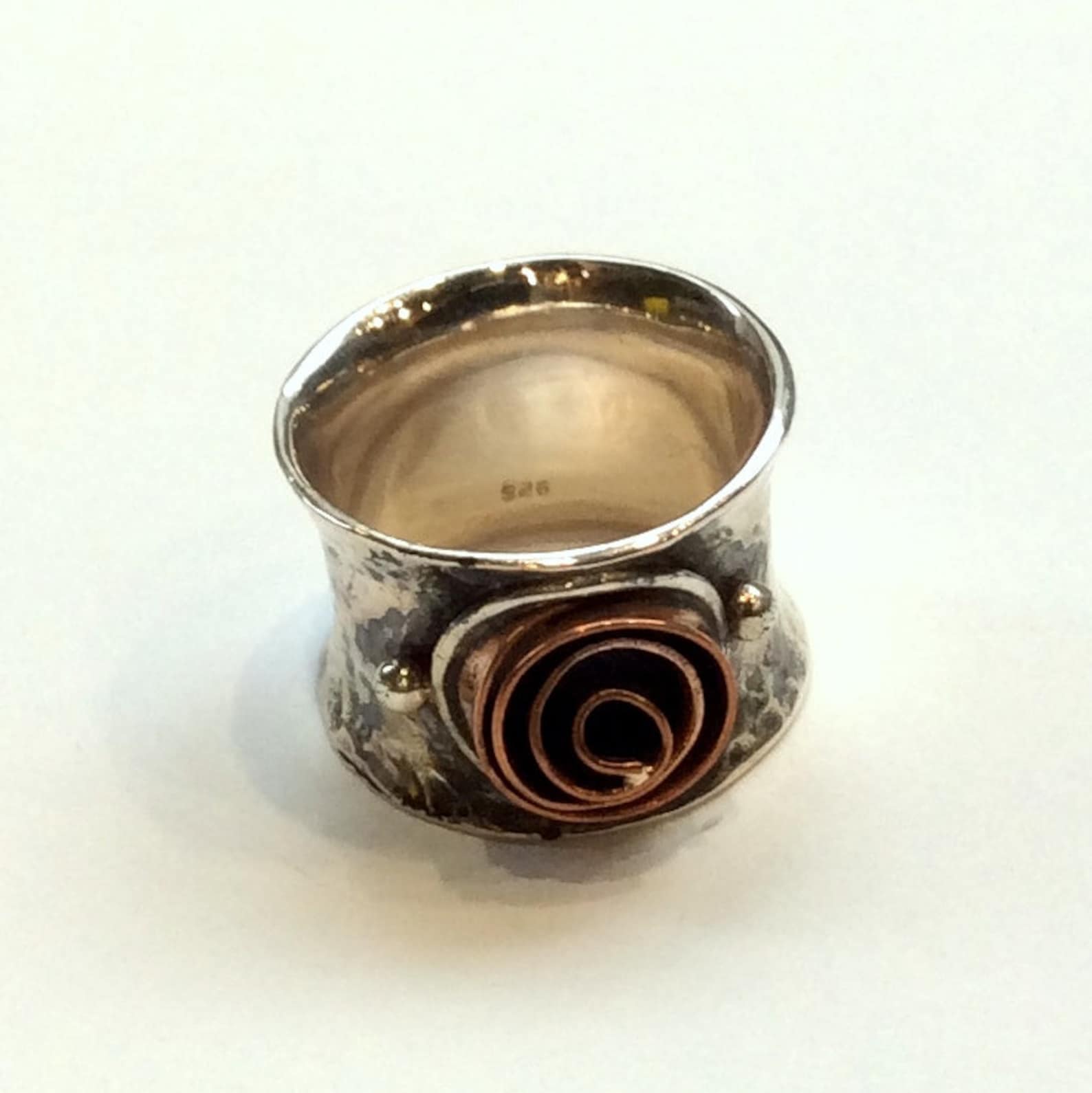 Silver Copper Ring Rustic Ring Wide Unisex Ring Two Tones - Etsy