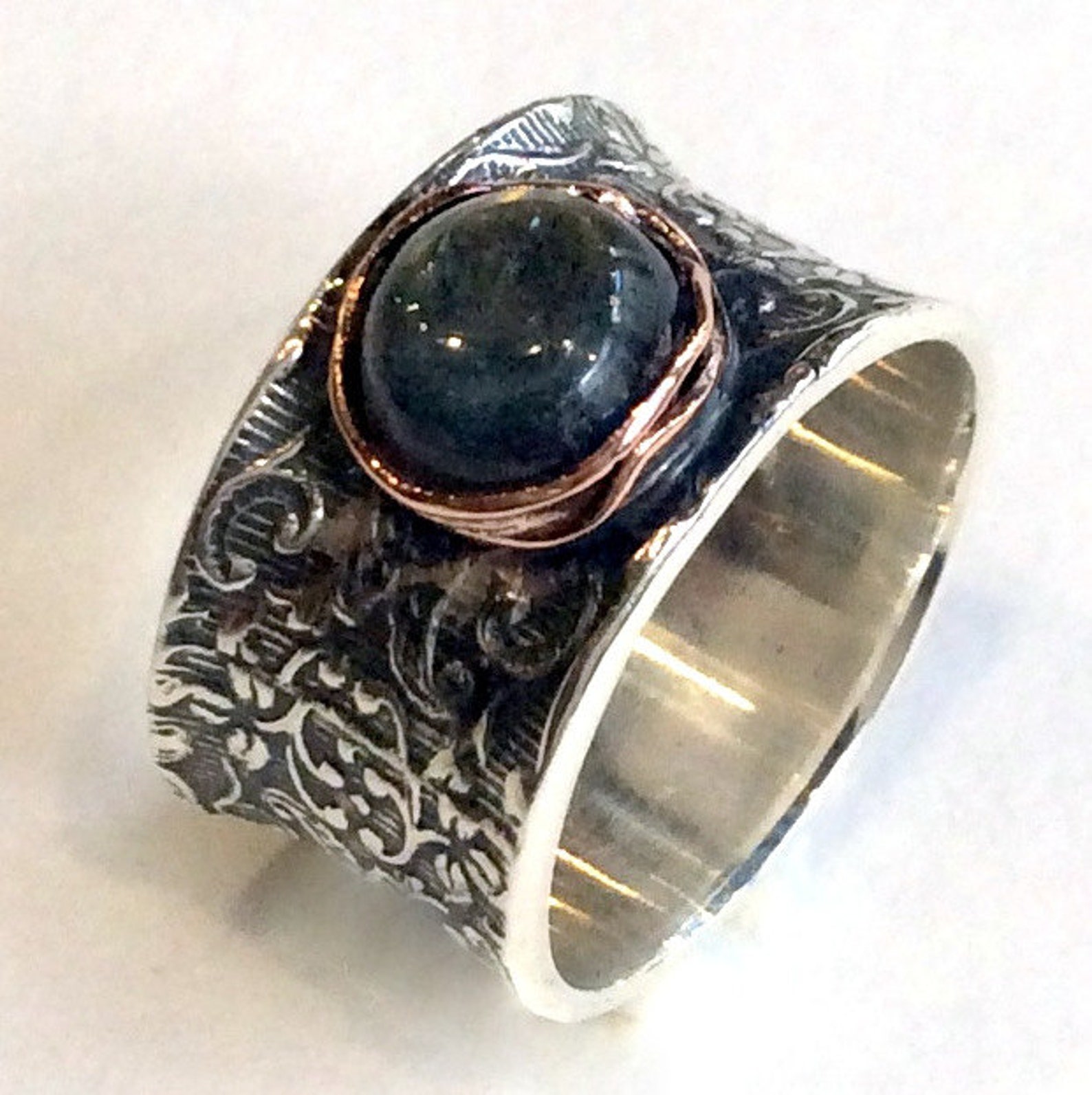Gypsy Ring, Silver Ring, Filigree Ring, Labradorite Ring, Rose Gold ...