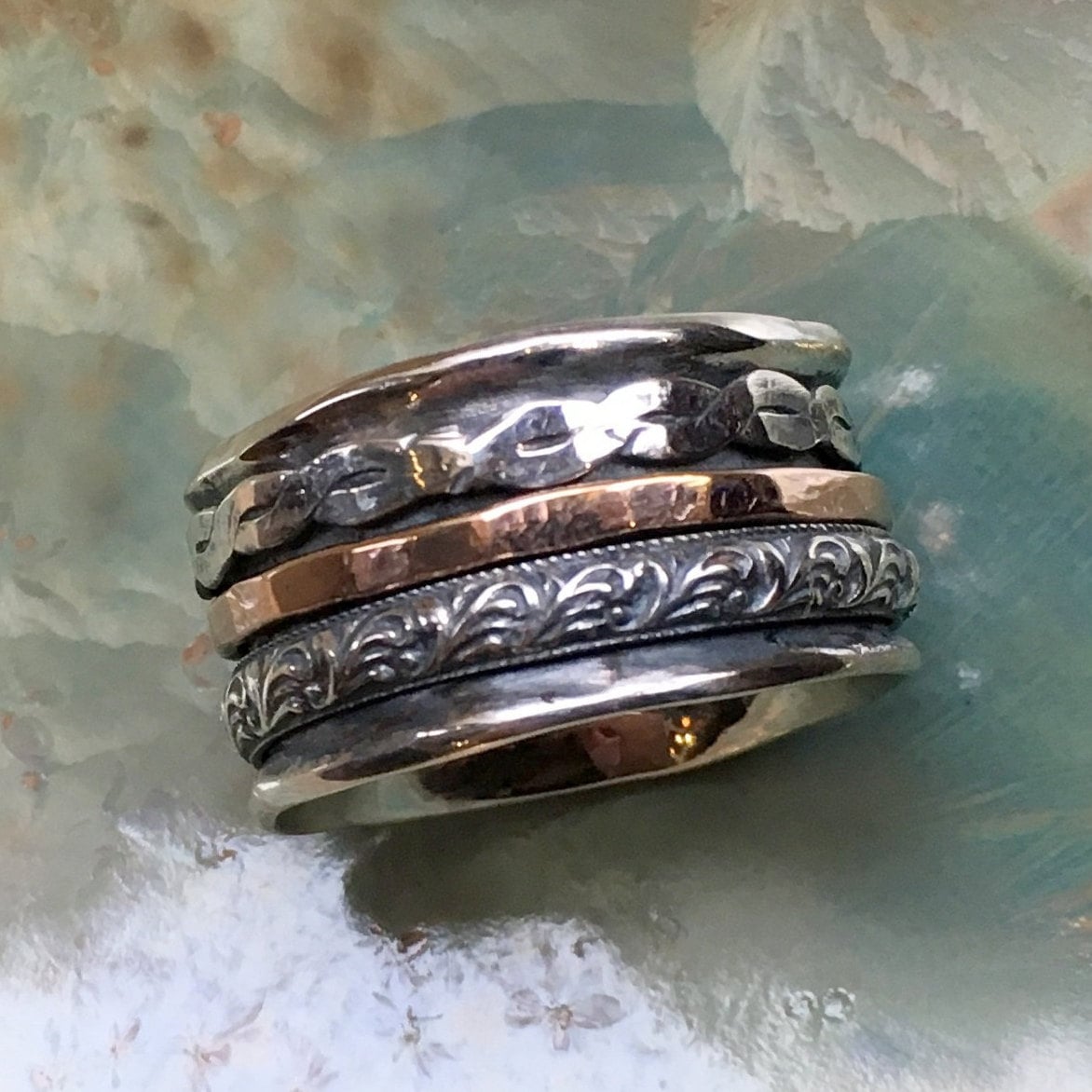 Spinner ring Silver gold ring wedding band stacking rings | Etsy