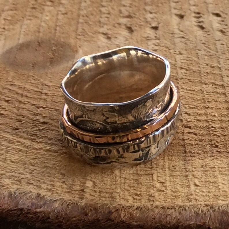 Two Tone Ring Sterling Silver Ring Stacking Ring Gold Ring - Etsy