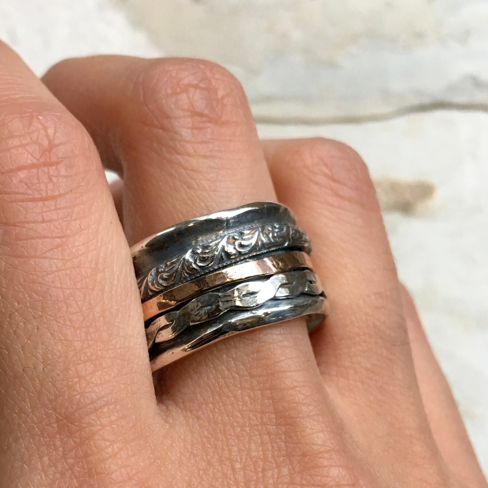 Spinner Ring Silver Gold Ring Wedding Band Stacking Rings | Etsy